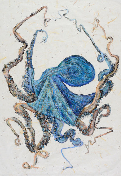 Traditional Gyotaku Kozo Blue He'e – Carrie Lee Brady